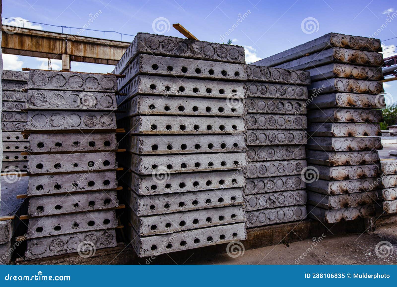 Stack of Fabricated Reinforced Concrete Slabs in the Factory Stock ...
