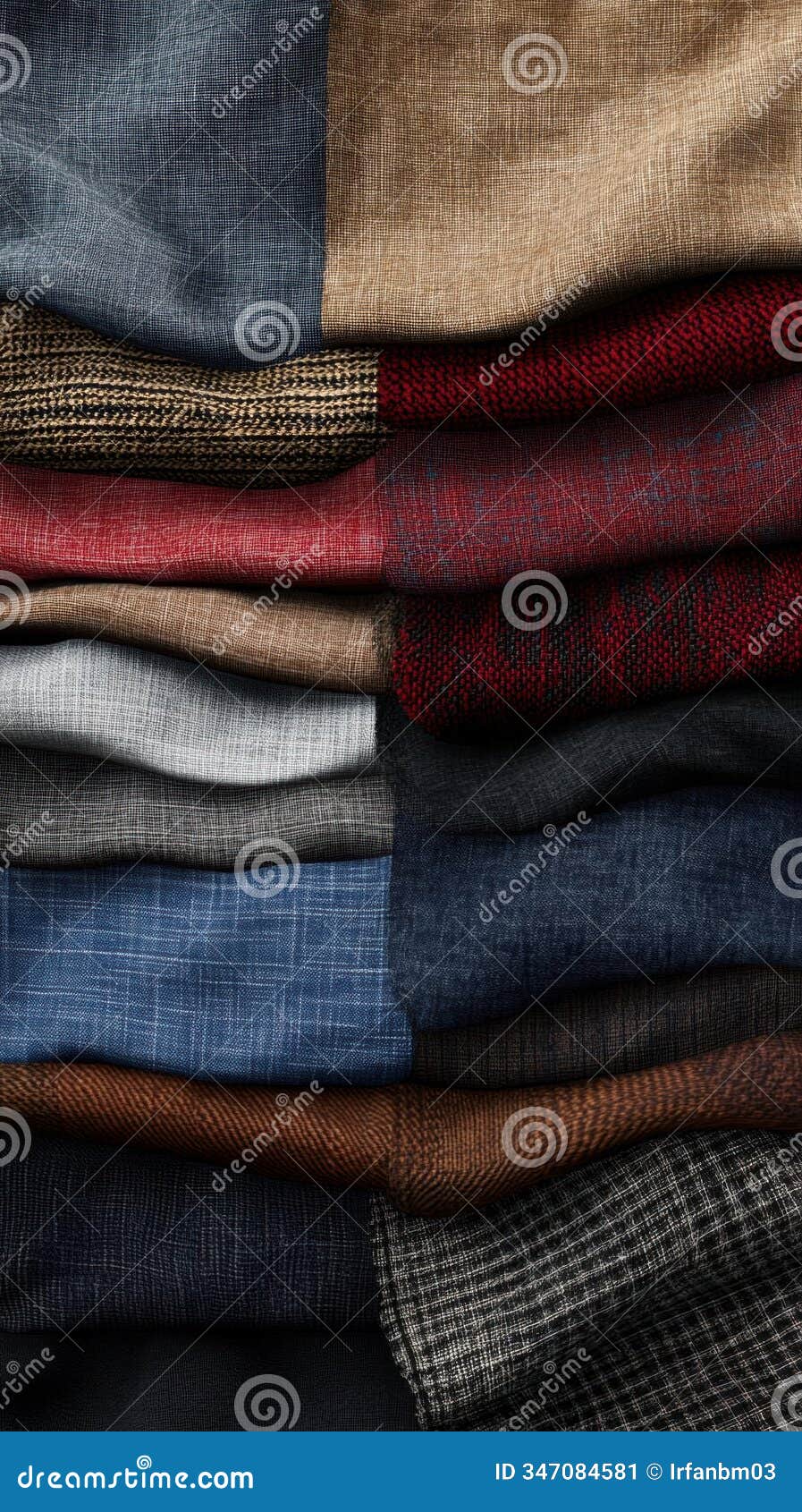 Stack of Fabrics in Various Colors and Textures Stock Image - Image of ...