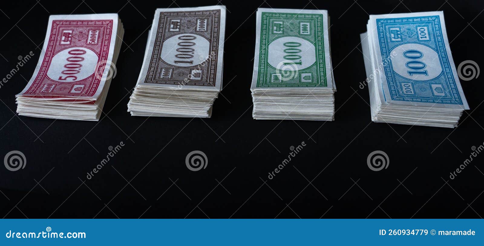 Stack of fake banknotes. stock image. Image of payment - 260934779
