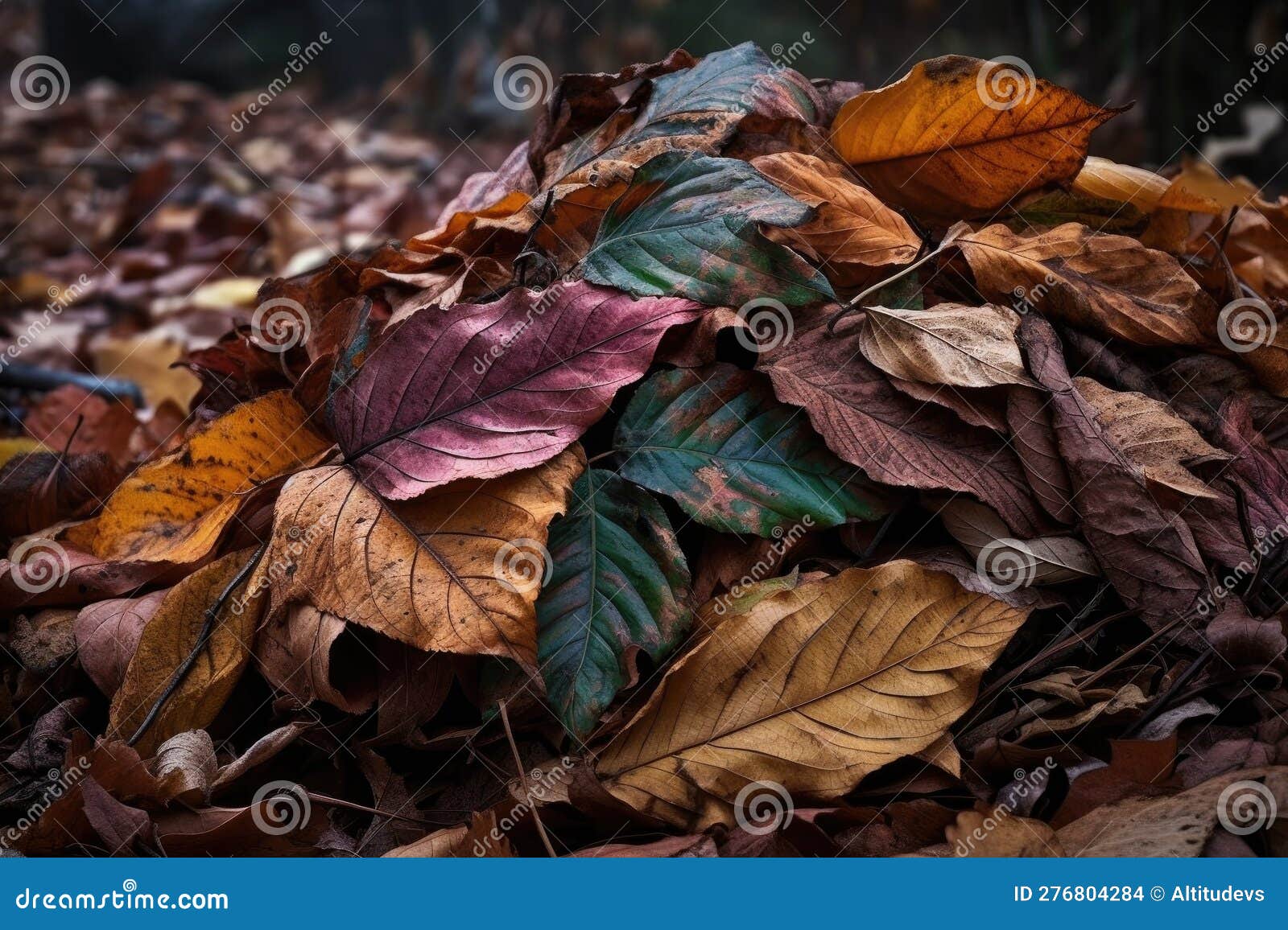 Stack of Fallen Leaves, with Different Shades and Textures Visible ...