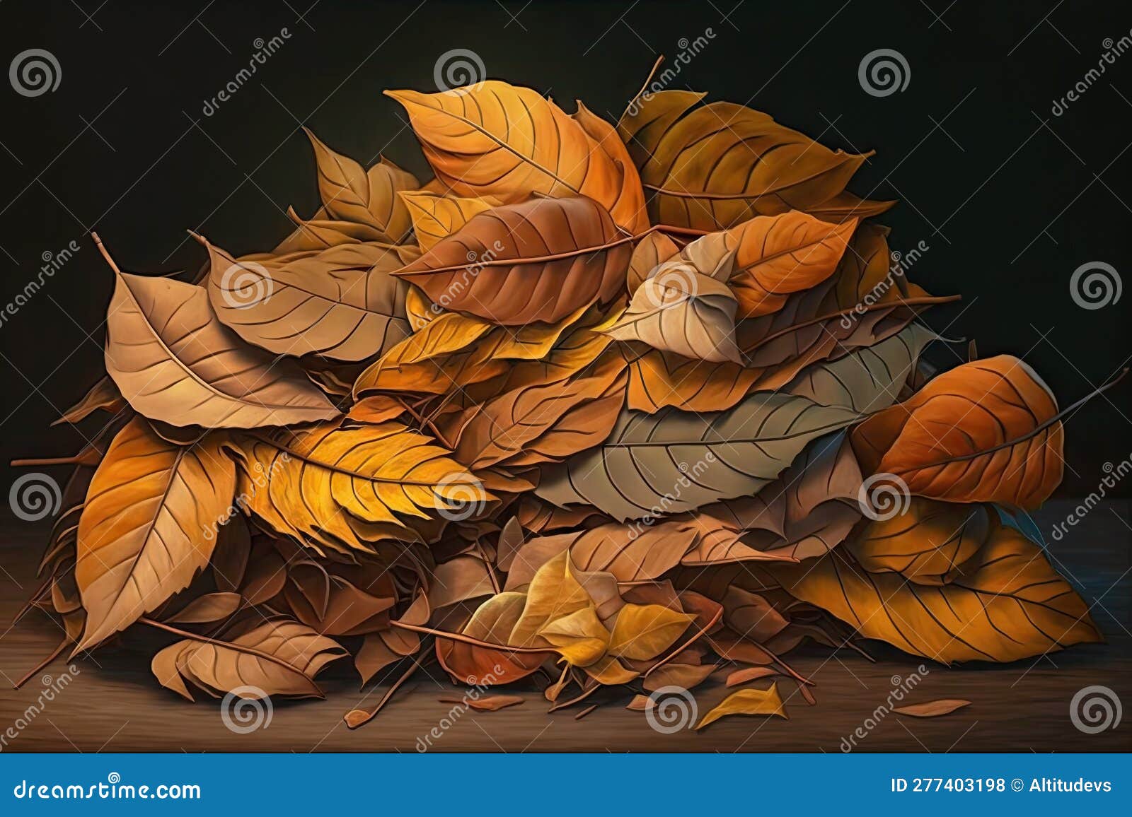 Stack of Fallen Leaves with Orange and Yellow Hues Stock Illustration ...