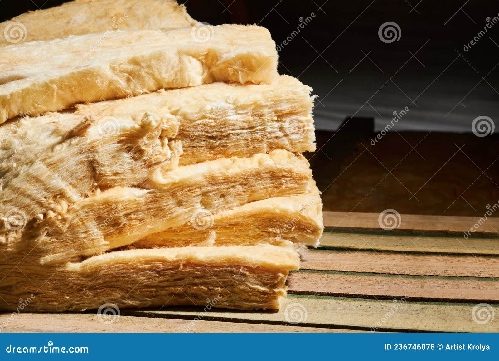 Stack of Fiberglass Insulation Material. Stock Photo - Image of ...