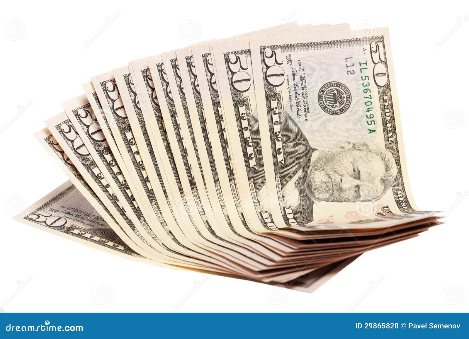 A Stack of Fifty 50 Dollar Bills Fanned Out Stock Photo - Image of ...