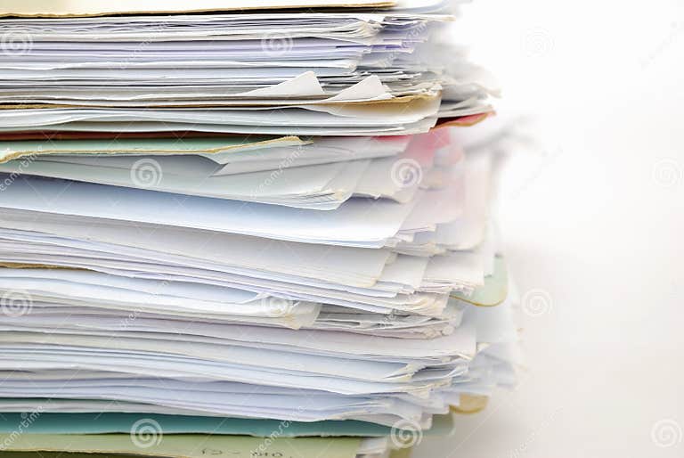 Stack of Files Full of Documents Stock Image - Image of print ...