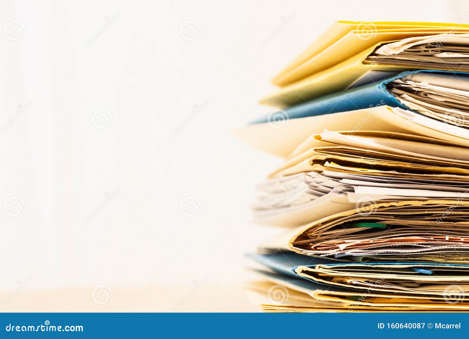 Stack of Files and Papers To Process Stock Image - Image of blue ...