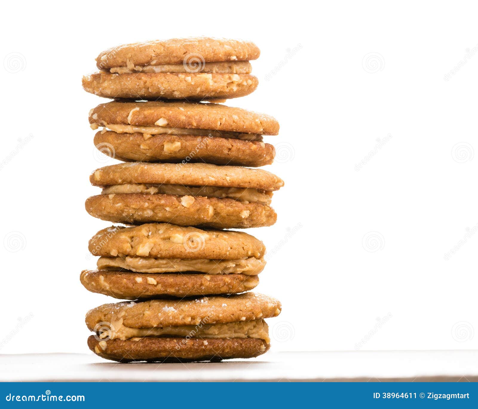 Stack of Filled Peanut Butter Cookies on White Stock Image - Image of ...