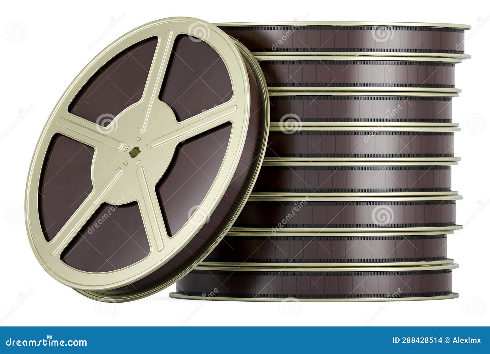 Stack of Film Reels, 3D Rendering Stock Illustration - Illustration of ...