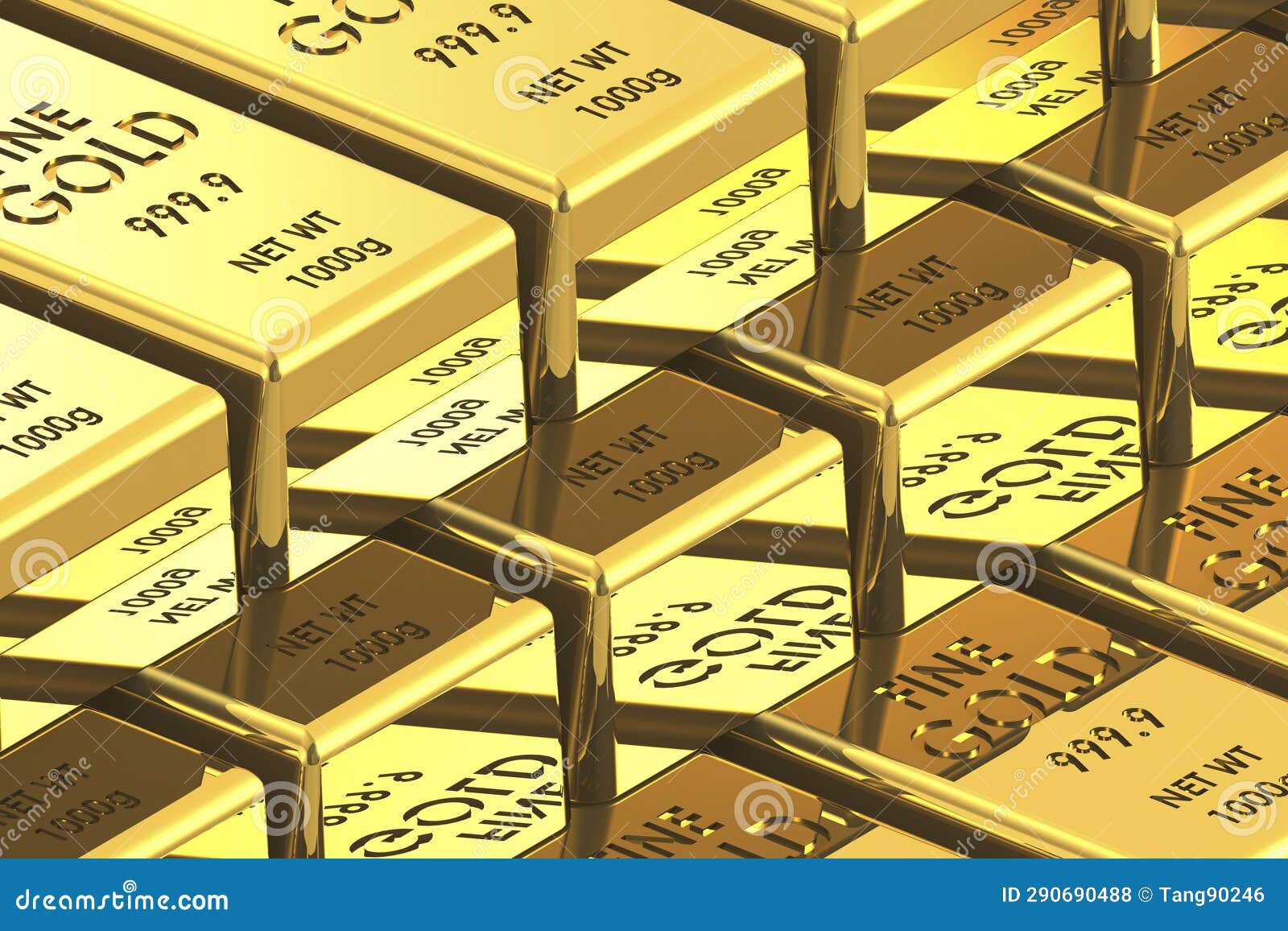 Stack of fine gold bars stock illustration. Illustration of market ...