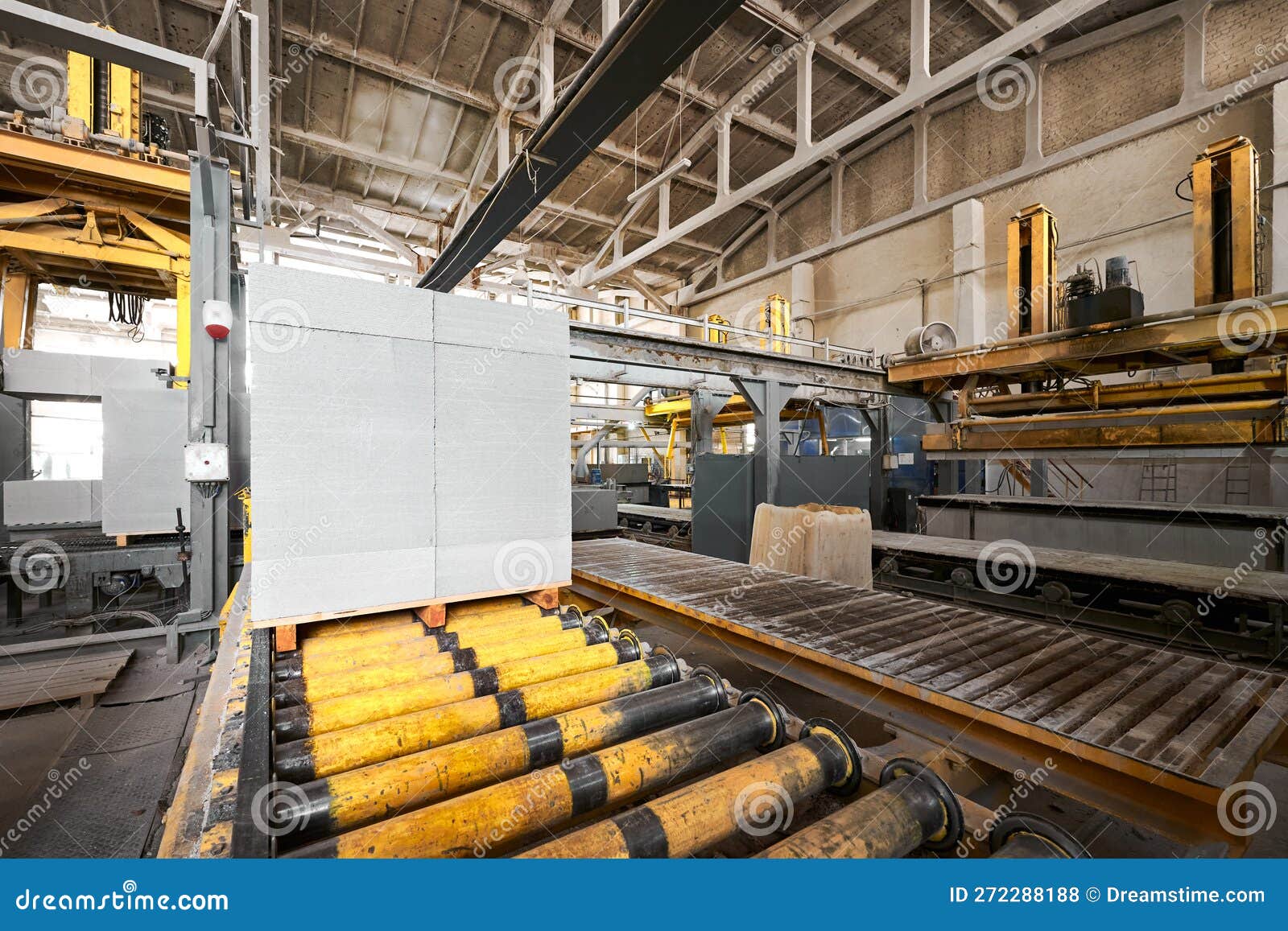 Stack of Finished Blocks on Roller Conveyor at Plant Stock Photo ...