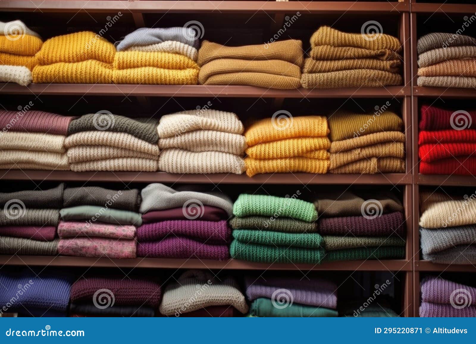 Stack of Finished Sweaters on a Warehouse Shelf Stock Image - Image of ...