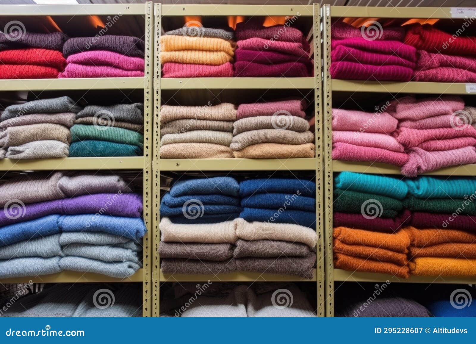 Stack of Finished Sweaters on a Warehouse Shelf Stock Image - Image of ...