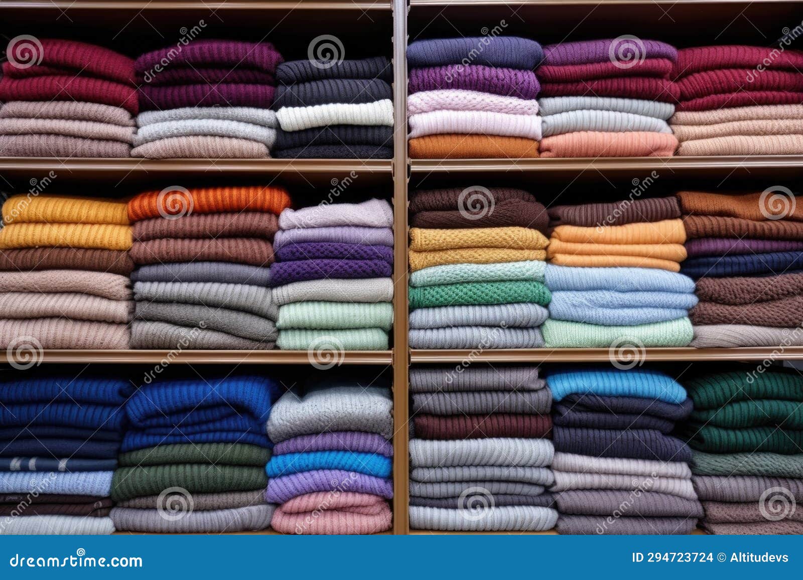 Stack of Finished Sweaters on a Warehouse Shelf Stock Photo - Image of ...