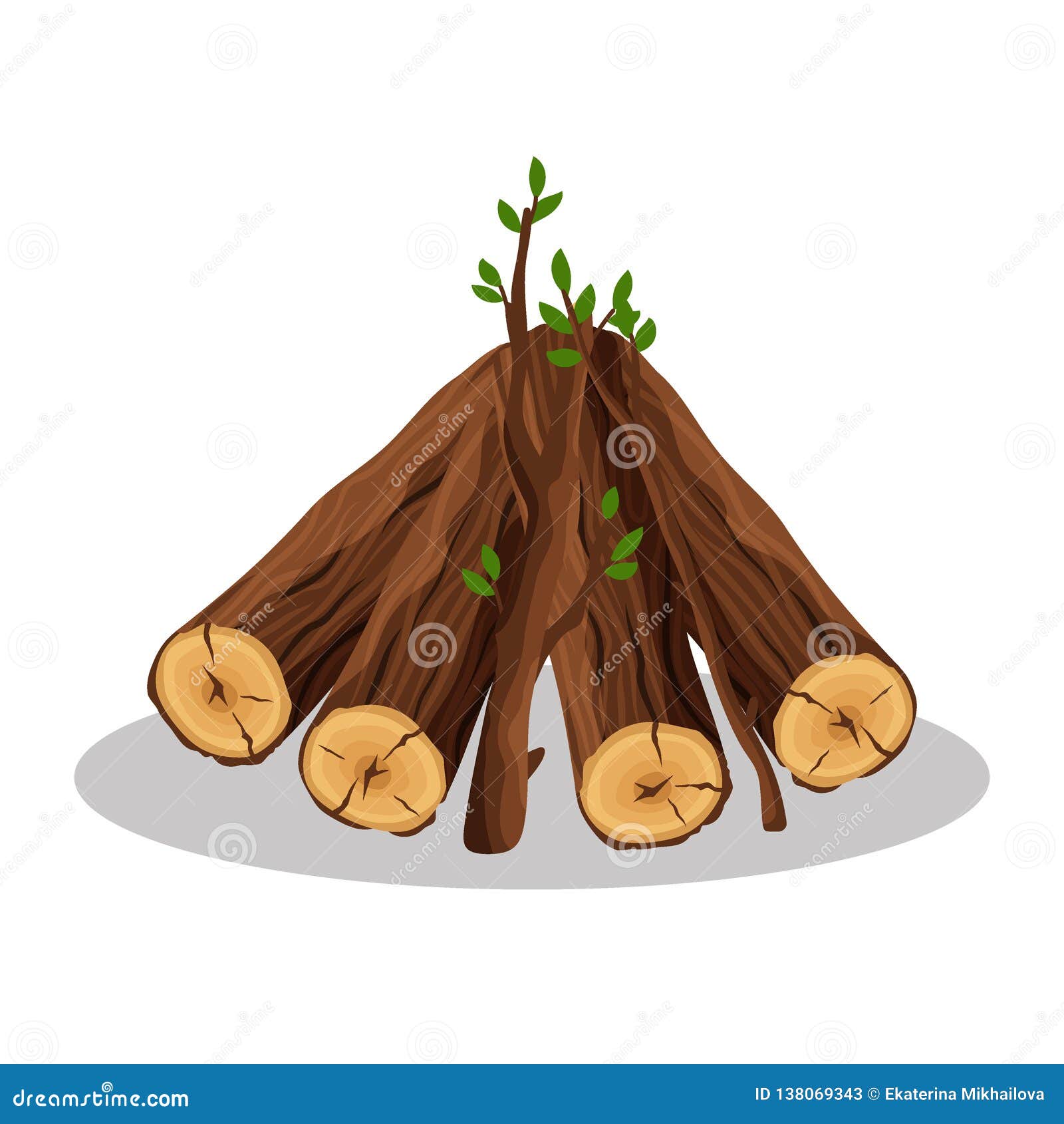 Stack of Firewood Materials for Lumber Industry Isolated on White ...