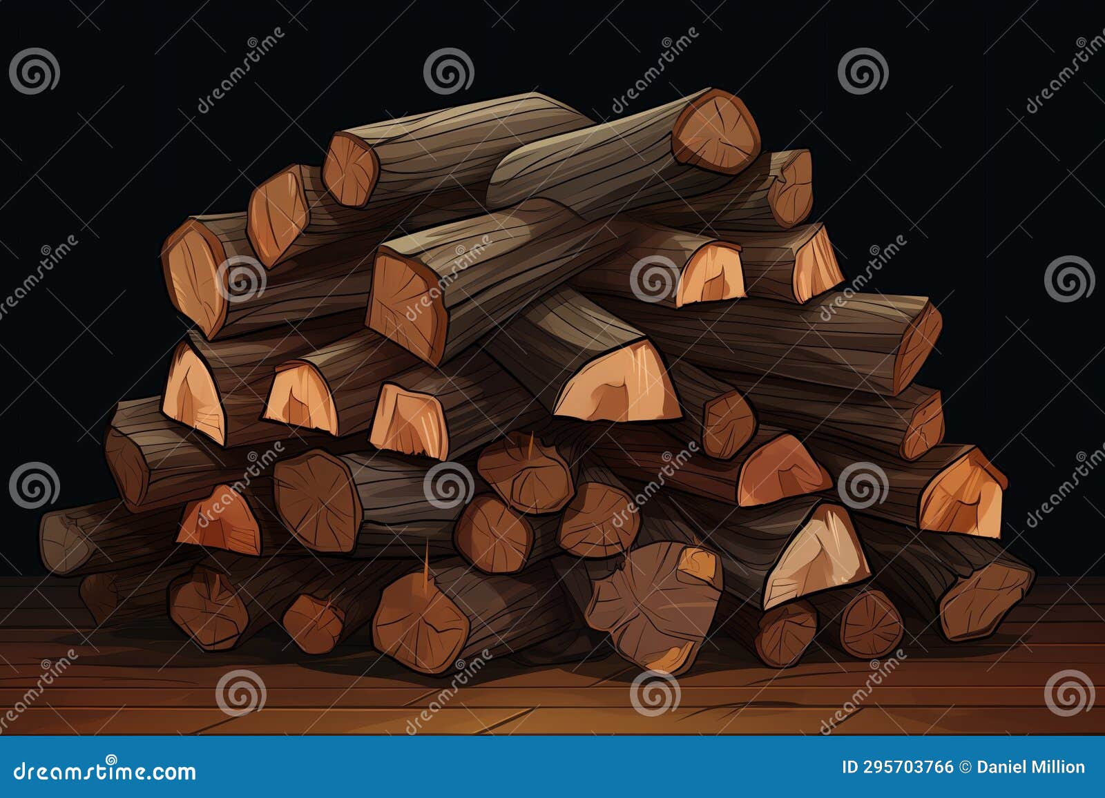 A Stack of Firewood Ready for Cozy Fireside Evenings Vector Fall ...