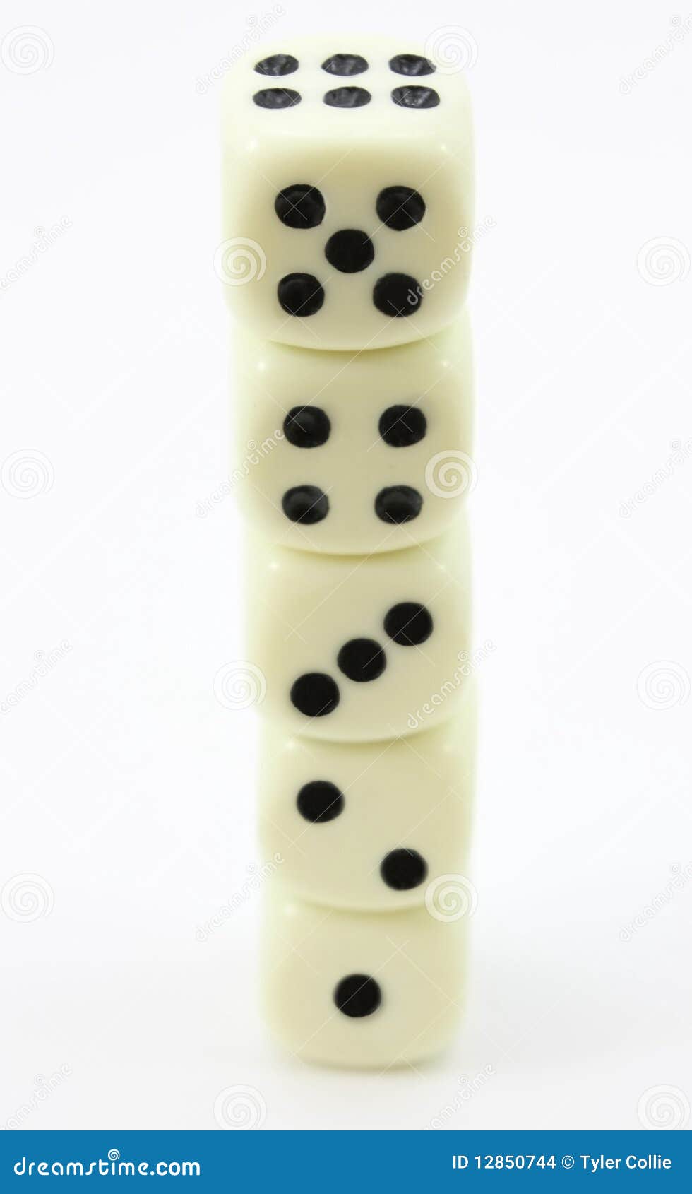 Stack of Five Dice, Showing One To Six Stock Photo - Image of dice ...