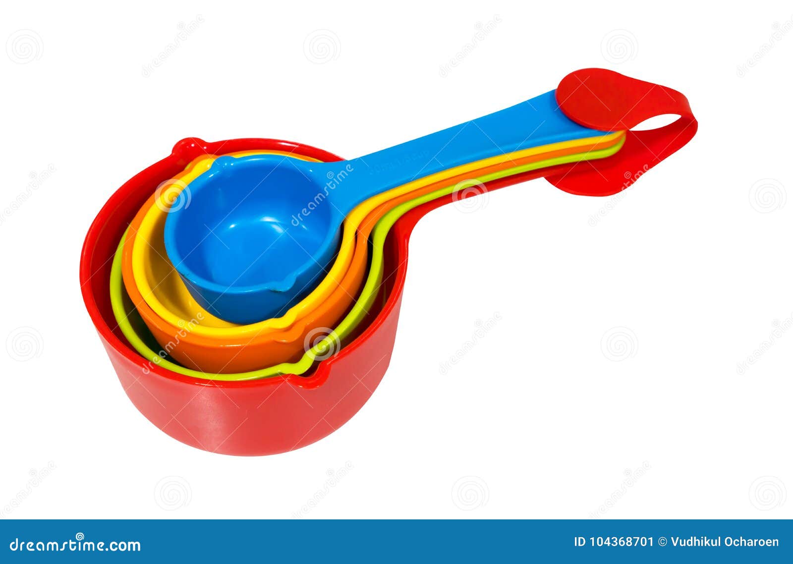 Stack of Five Ingredient Measuring Spoon in Set with Red Clip for ...