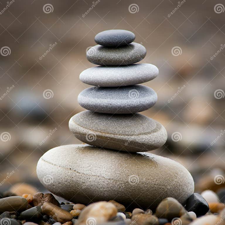 A Stack of Five Smooth, Rounded Stones Arranged in a Balanced Pile ...