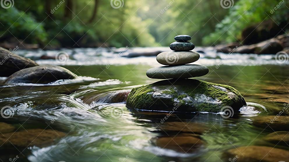 Stack of Five Smooth Stones Balanced on a Rock Stock Illustration ...