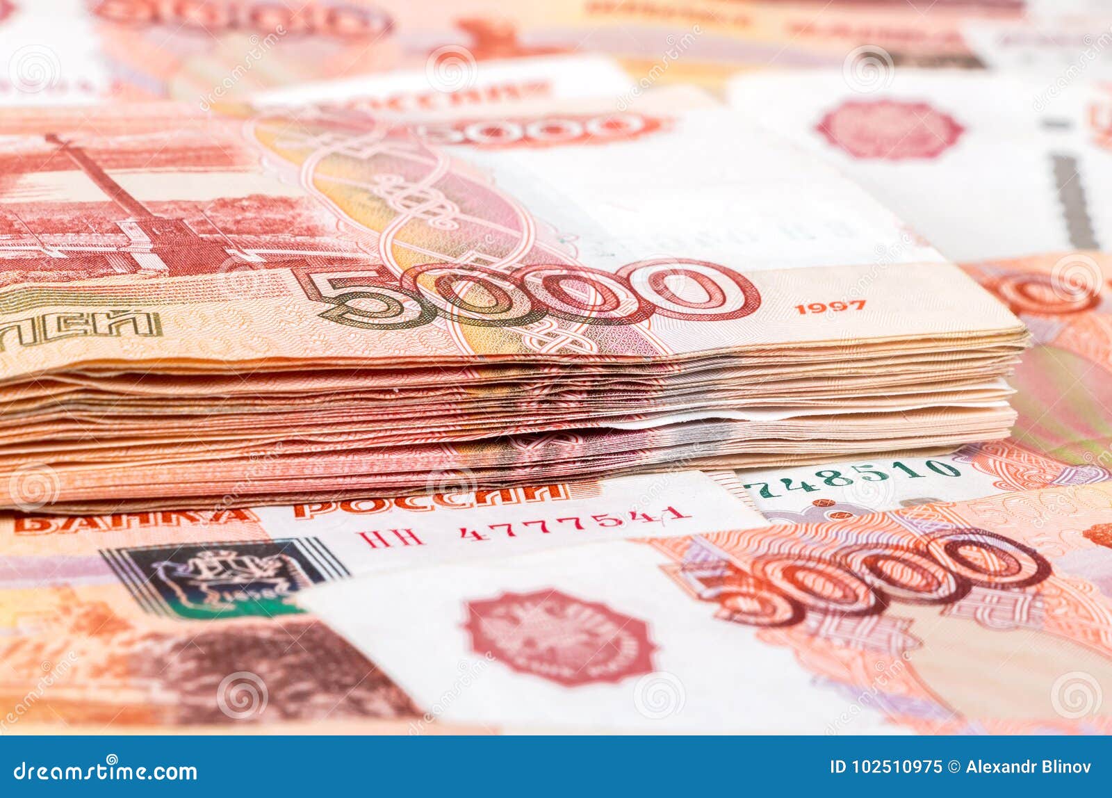 Stack of Five Thousandths Banknotes of Russian Roubles Stock Image ...