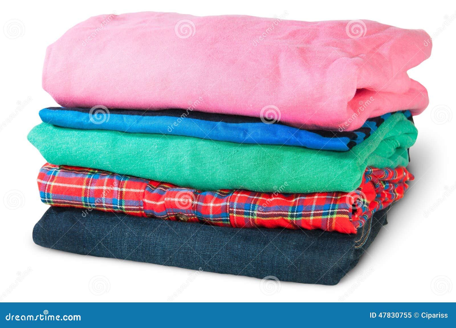 Stack of Five Types of Clothes Rotated Stock Image - Image of multi ...