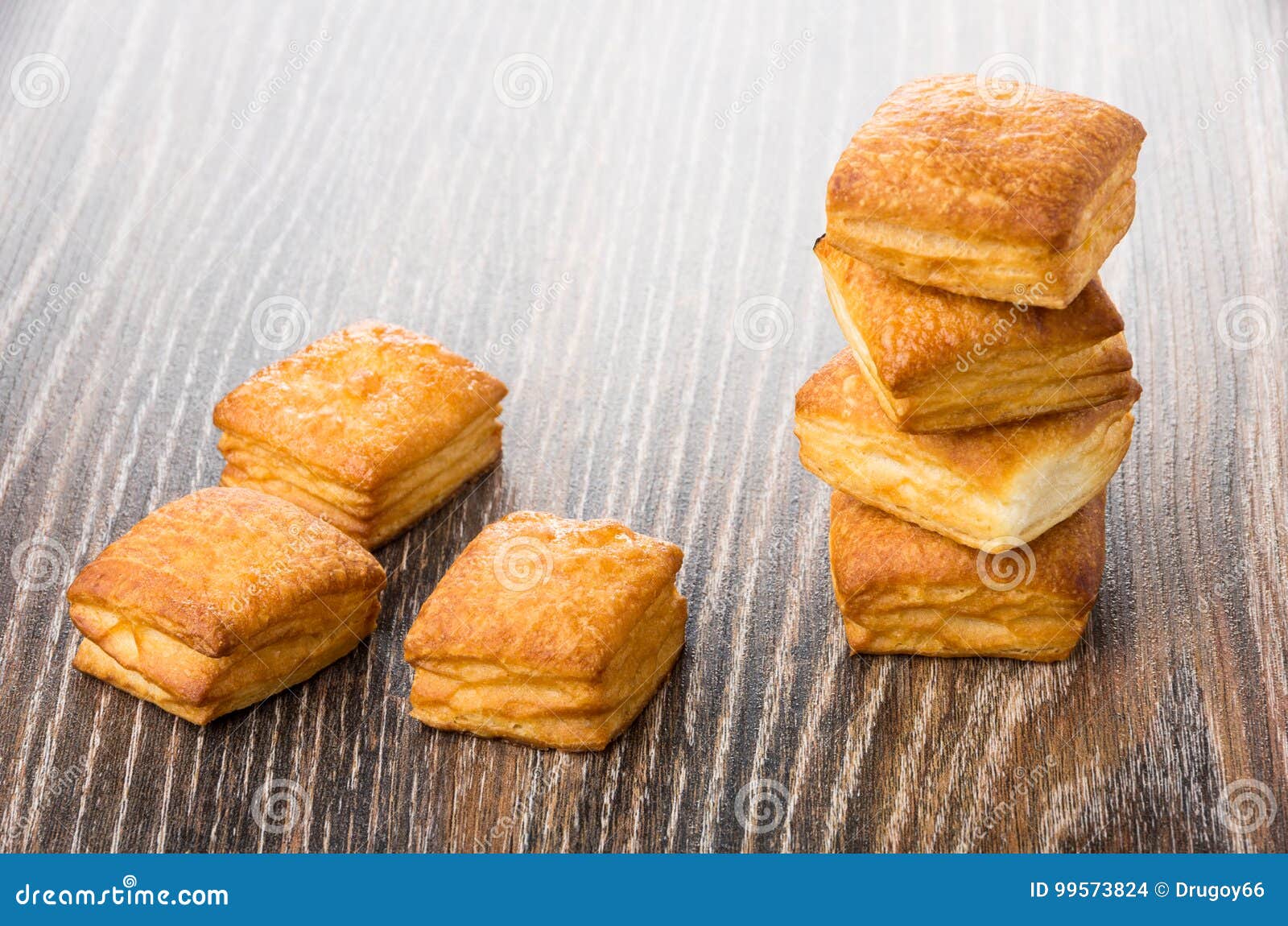 Stack of Flaky Biscuits on Dark Table Stock Photo - Image of closeup ...