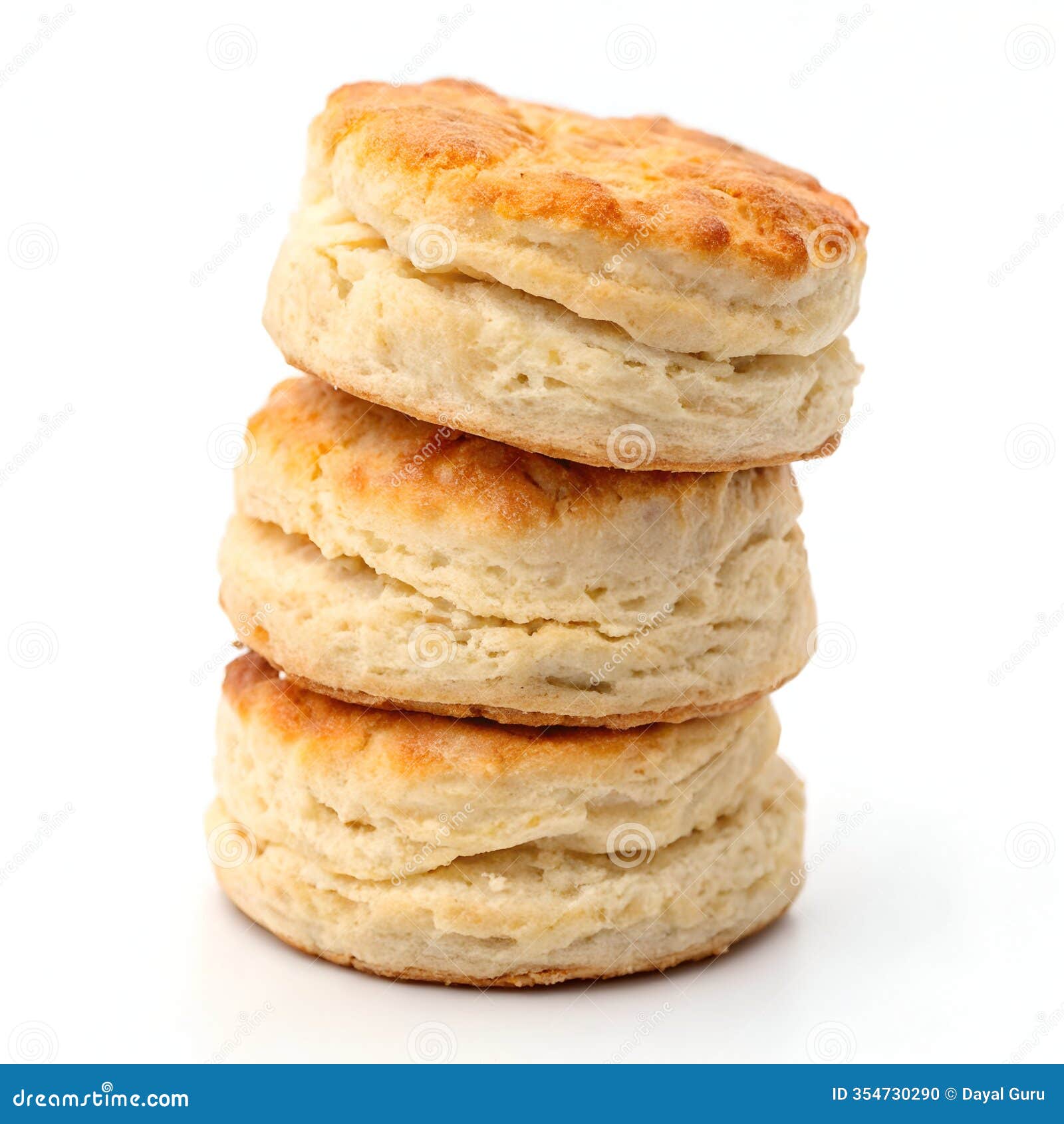 Stack of Flaky Biscuits Isolated on White Background Stock Illustration ...