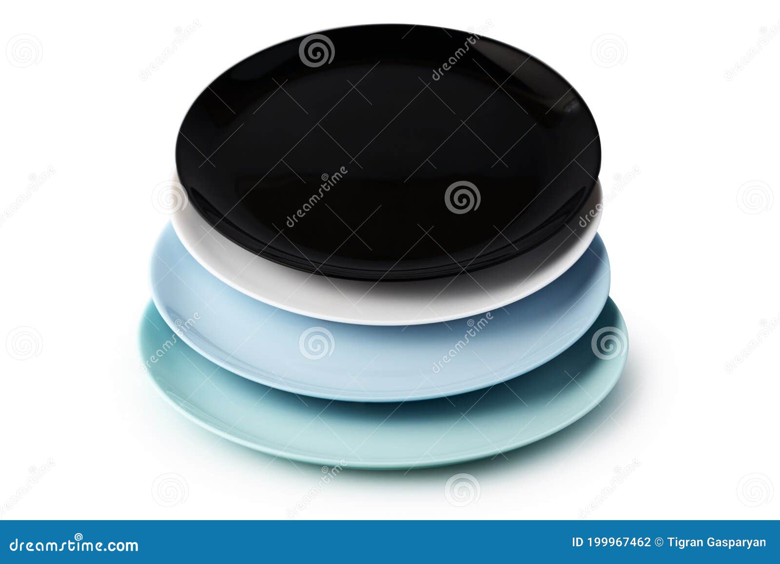 Stack of Flat Multi-colored Set Plates Isolated on White Background ...