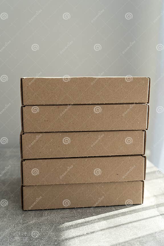 Stack of flat-packed self stock image. Image of kraft - 351330015