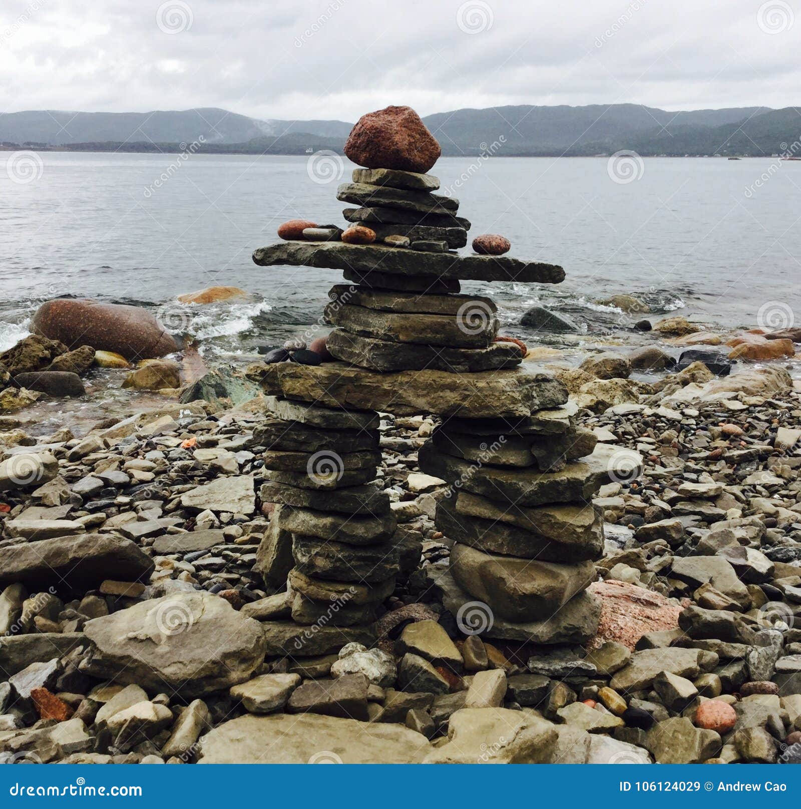 Rock Inukshuk stock image. Image of stack, rock, coast - 106124029