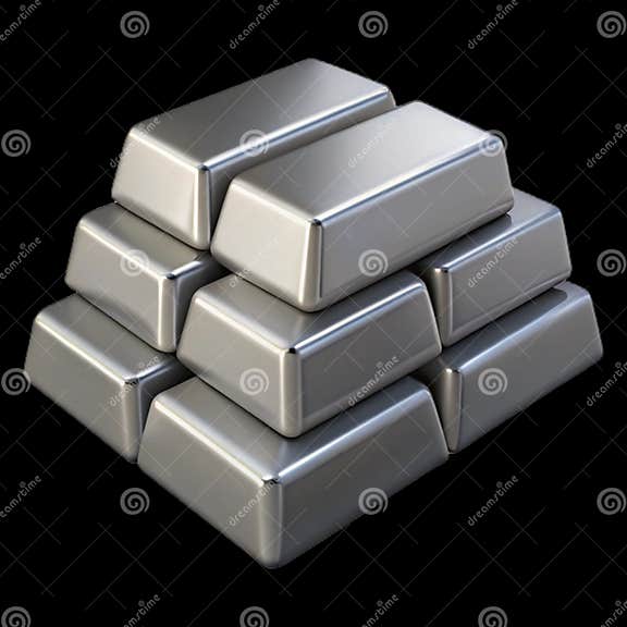 Stack of Flat Silver Bars Isolated on White Background Stock ...