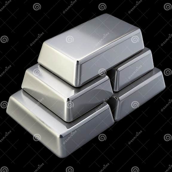 Stack of Flat Silver Bars Isolated on White Background Stock ...