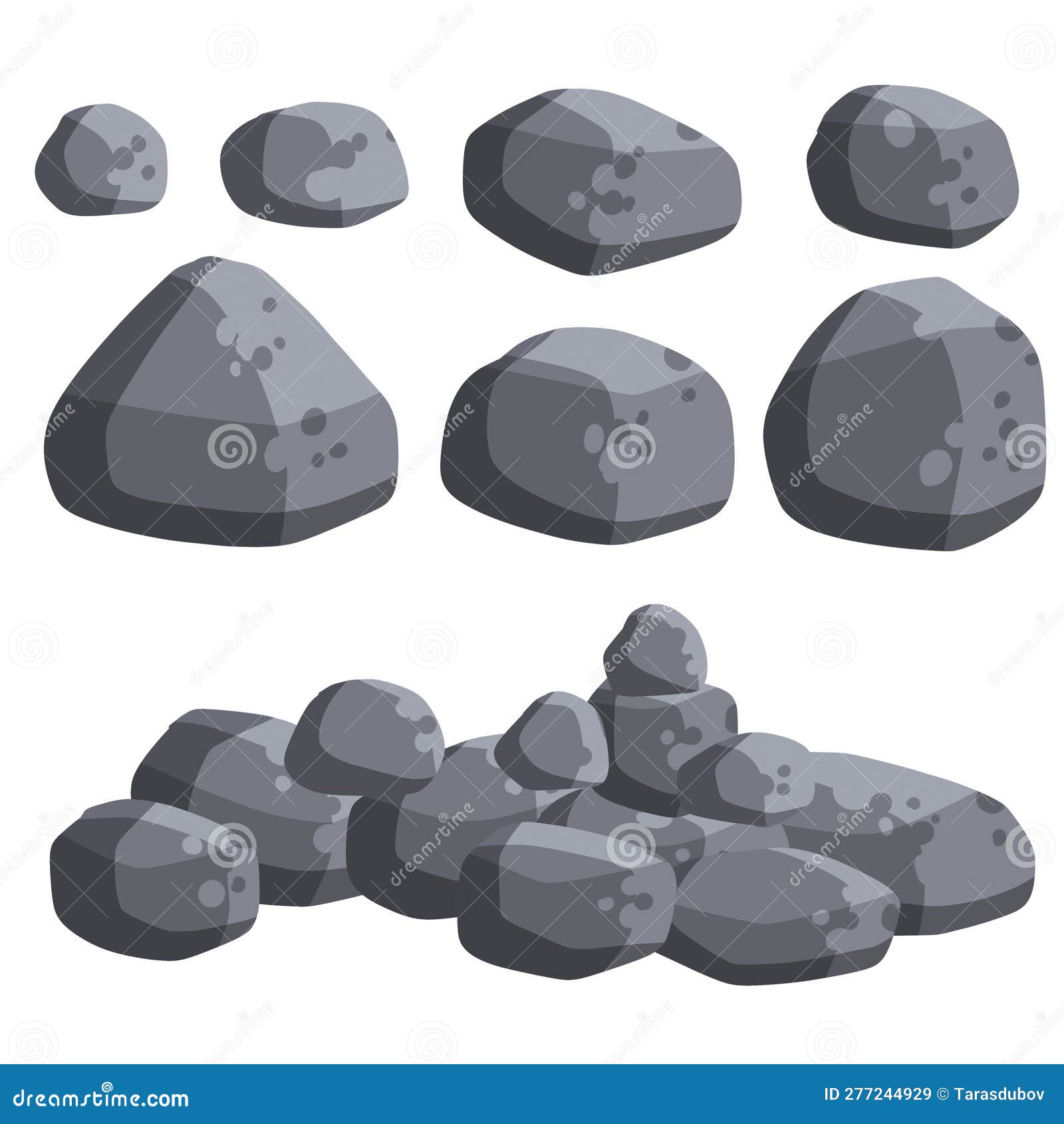 Stack of Flat Stone Rock Set. Different Boulders Stock Vector ...