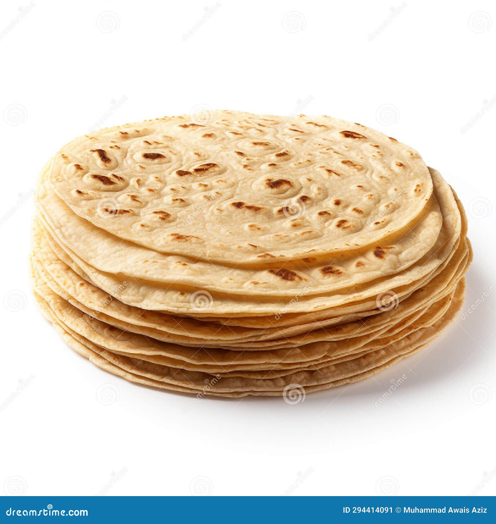 Stack of Flatbread Isolated on White Background Stock Image - Image of ...