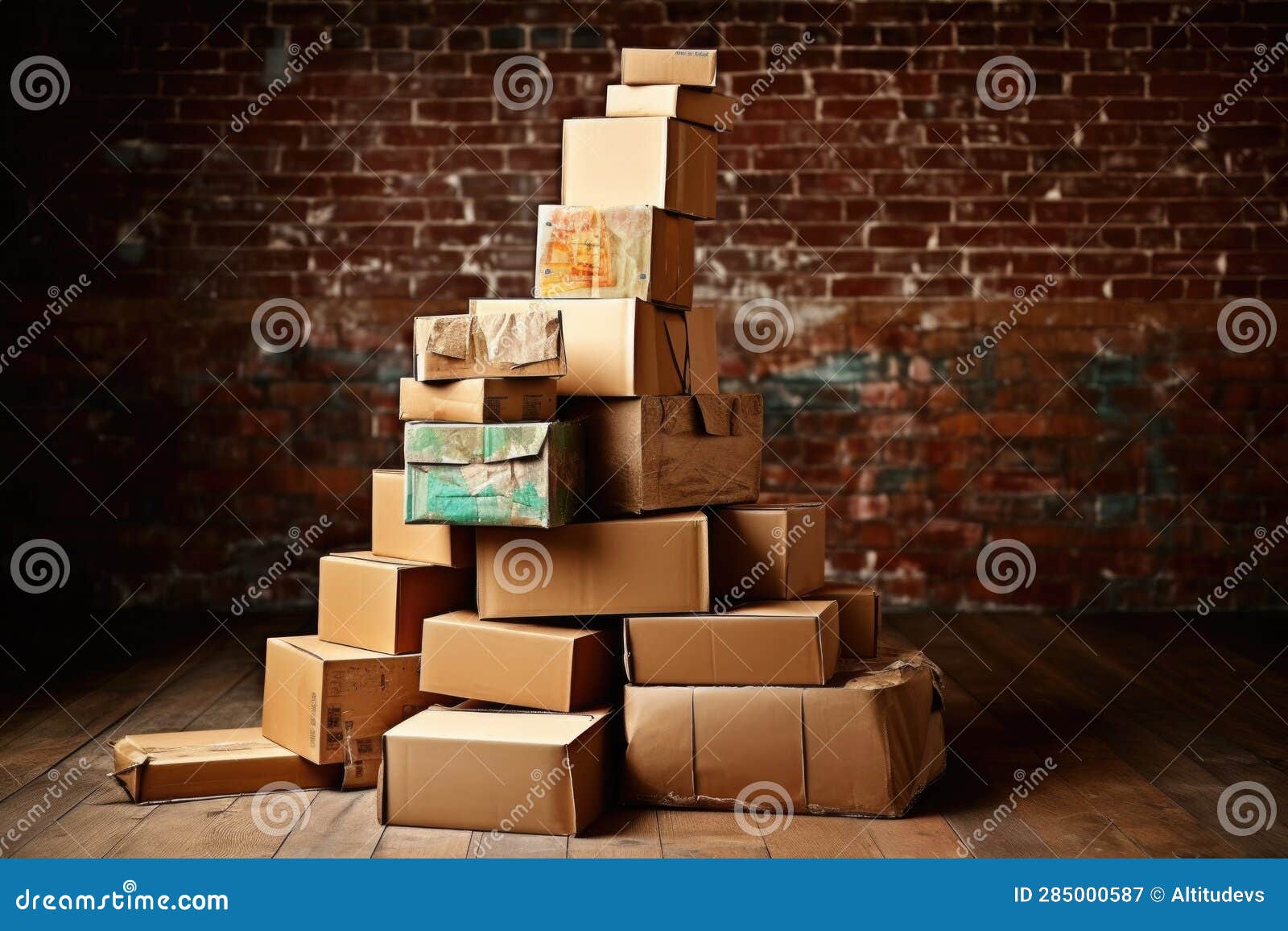 Stack of Flattened Cardboard Boxes Stock Illustration - Illustration of ...