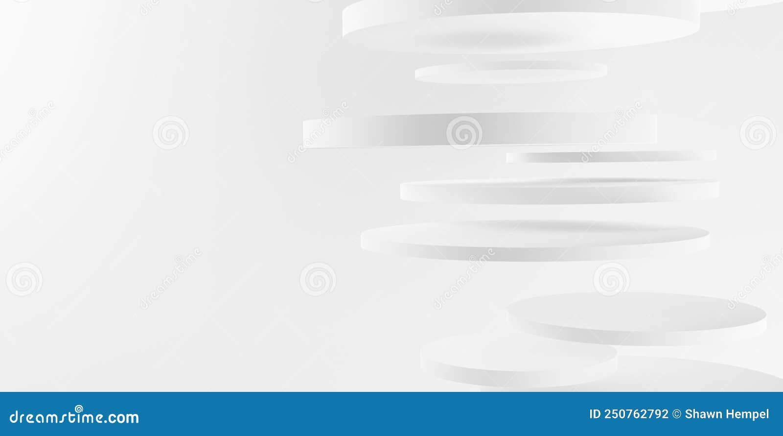 Stack of Floating and Randomly Offset White Cylinder Circle Segments ...