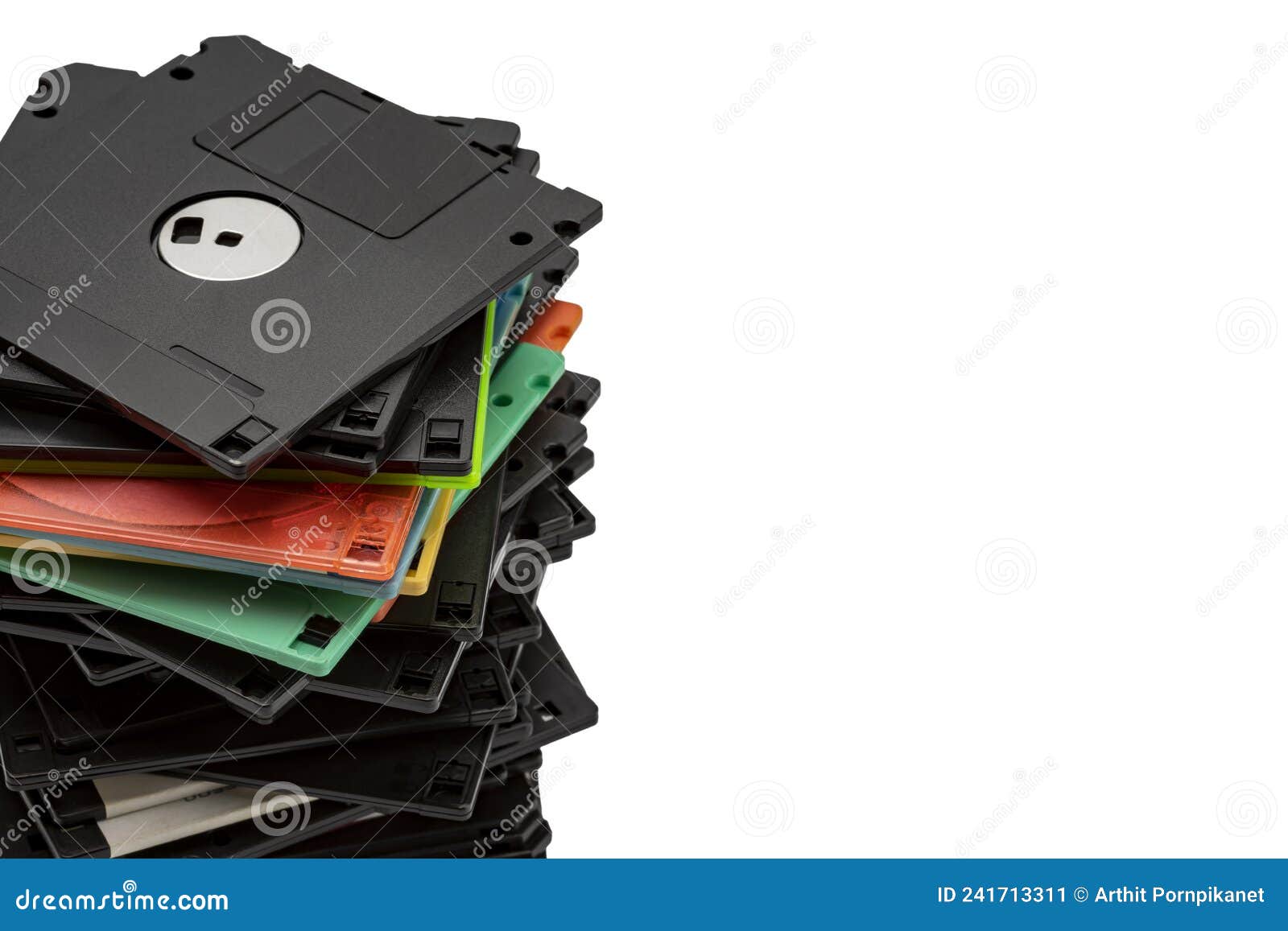 Stack of Floppy Disk on White Background, Retro Digital Storage ...