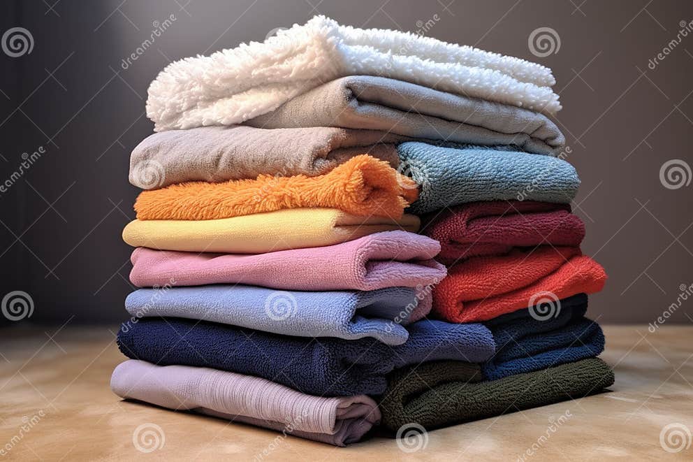 A Stack of Fluffy, Clean Towels for Drying Off Stock Photo - Image of ...
