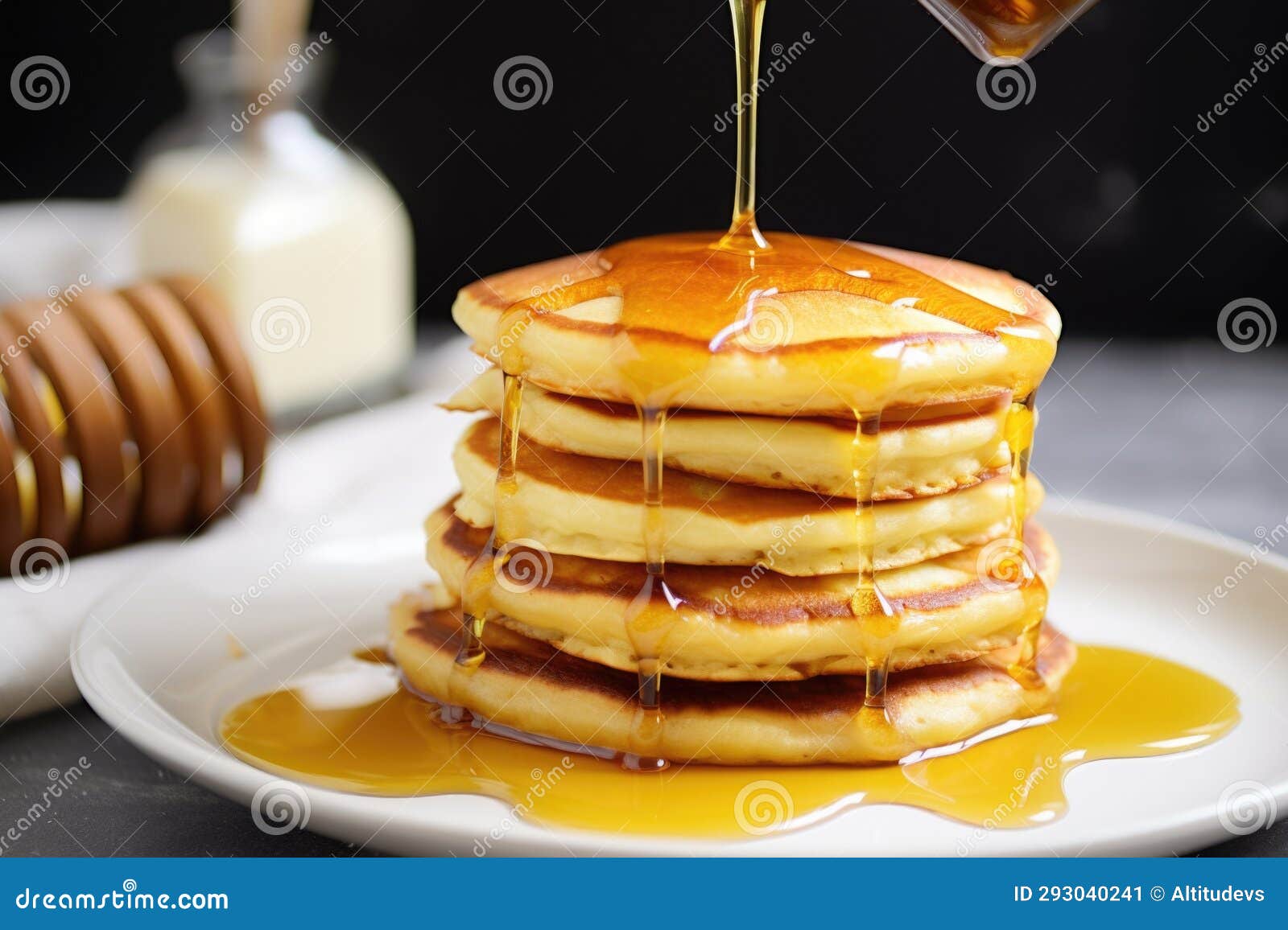 Stack of Fluffy Pancakes with a Drizzle of Syrup Stock Image - Image of ...
