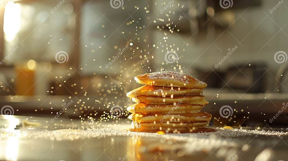 A Stack of Fluffy Pancakes Sitting on a Kitchen Counter, Ready To Be ...