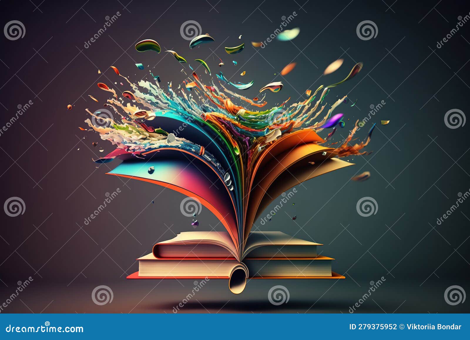 Stack of Flying Books with Levitation on Black Background Stock ...