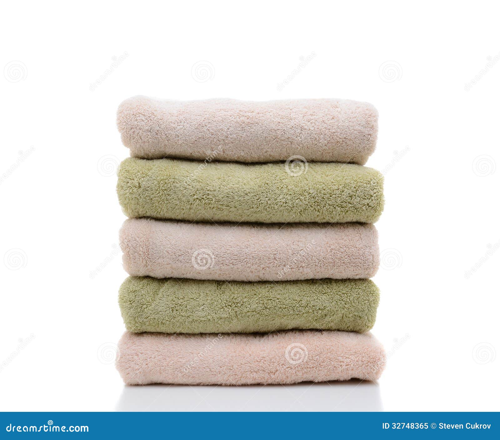 A Stack of Folded Bath Towels Stock Image - Image of green, textile ...