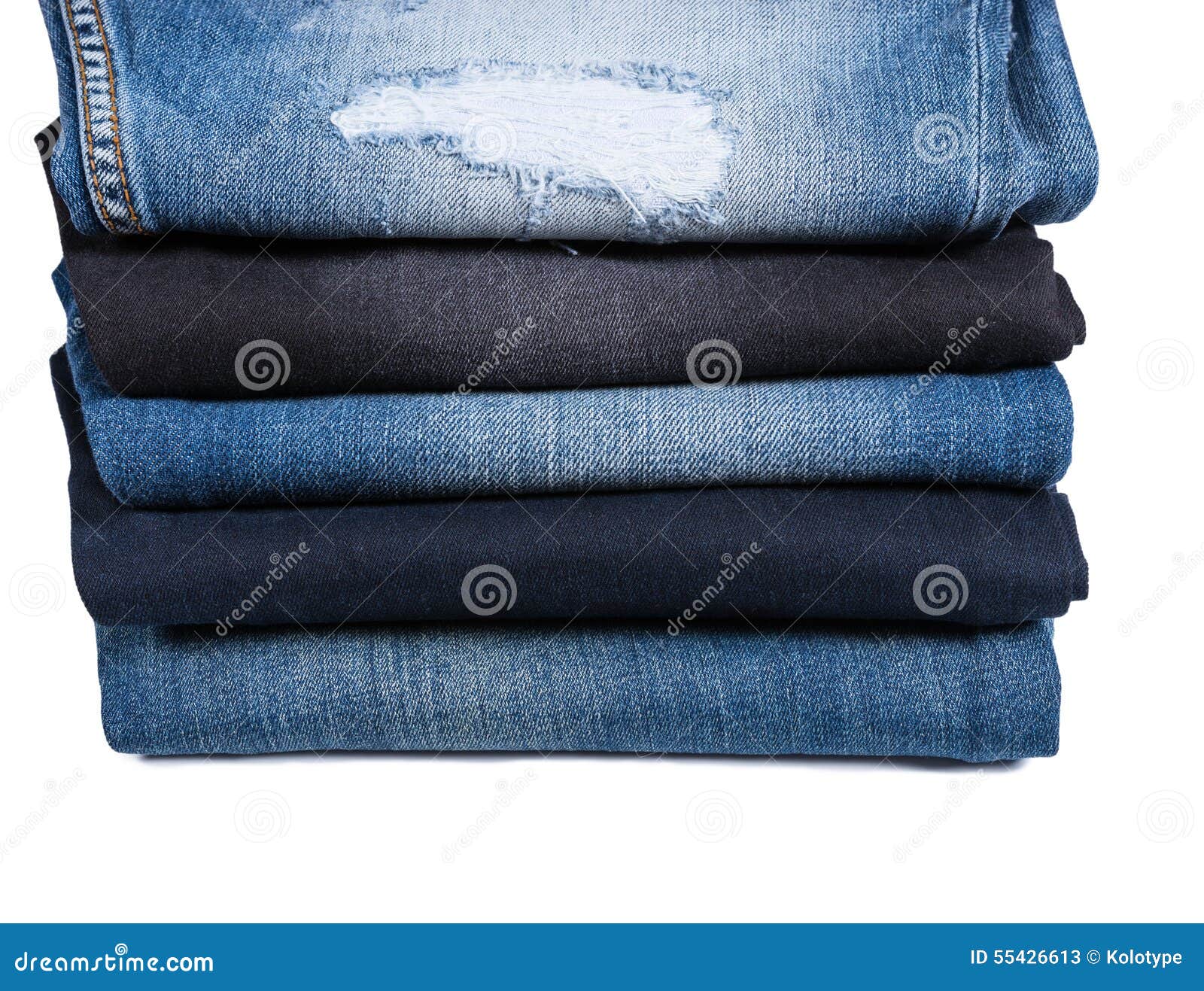 Stack of Folded Blue Jeans in Various Styles Stock Image - Image of ...
