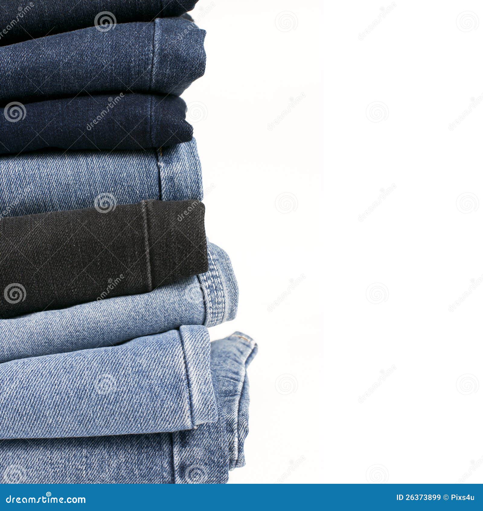 Stack of Folded Blue Jeans on a White Background Stock Image - Image of ...