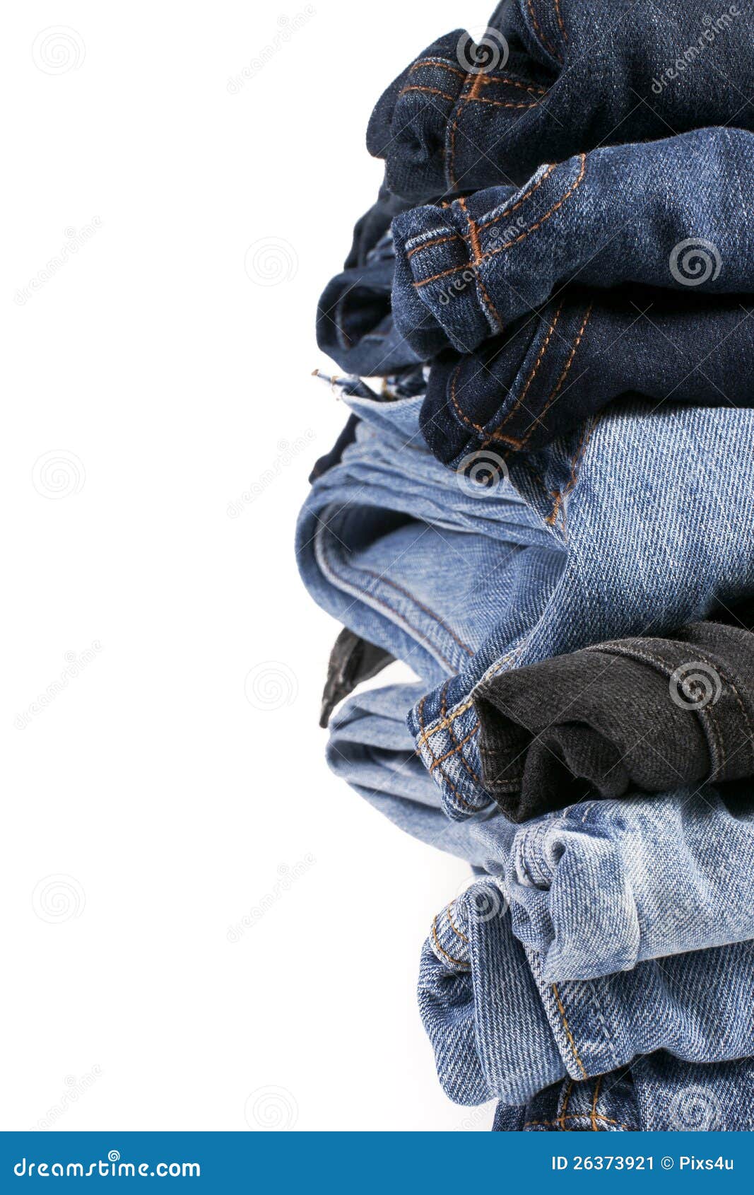 Stack of Folded Blue Jeans on a White Background Stock Image - Image of ...