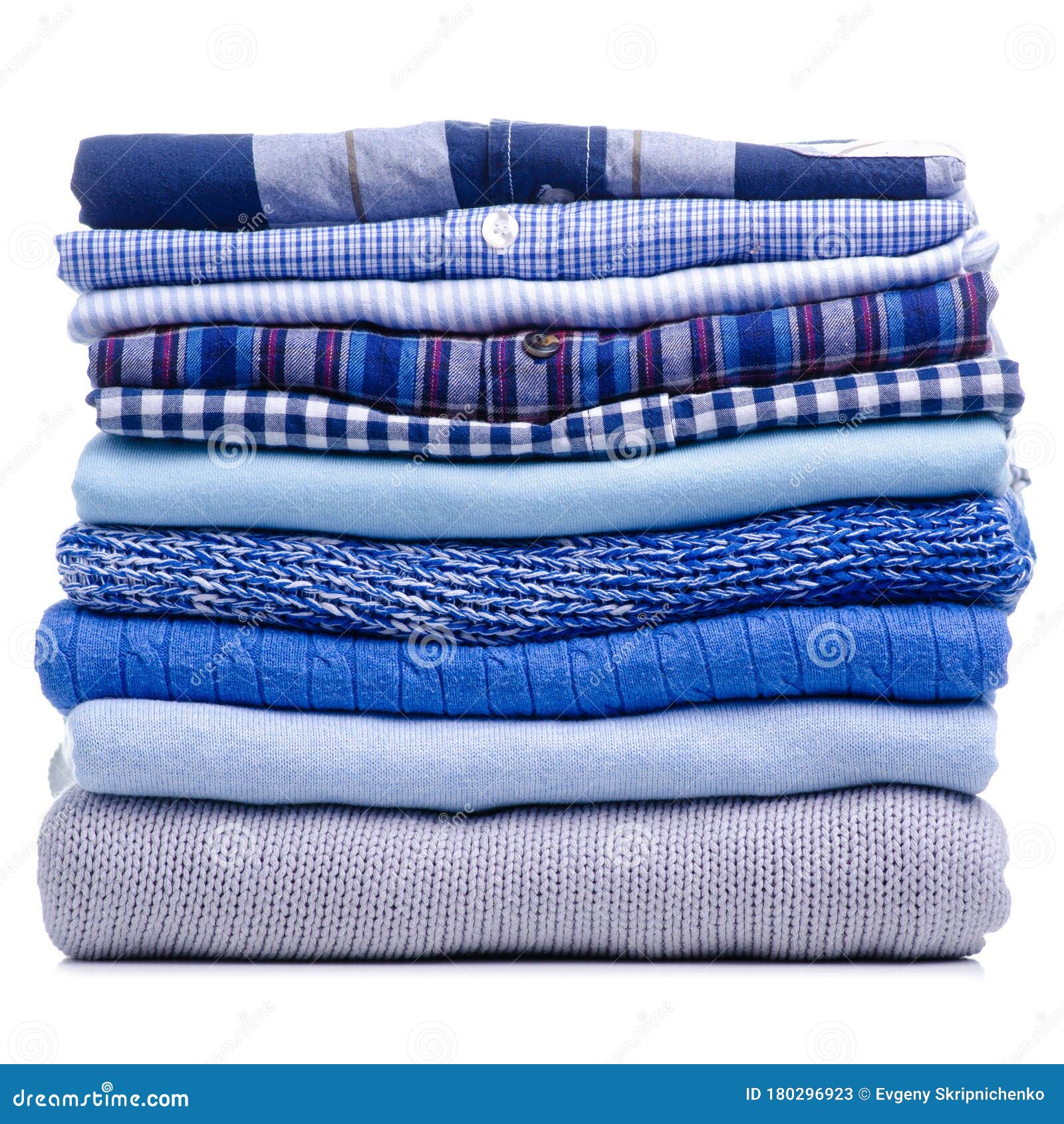 Stack Folded Blue Shirt Clothing Stock Image - Image of apparel ...