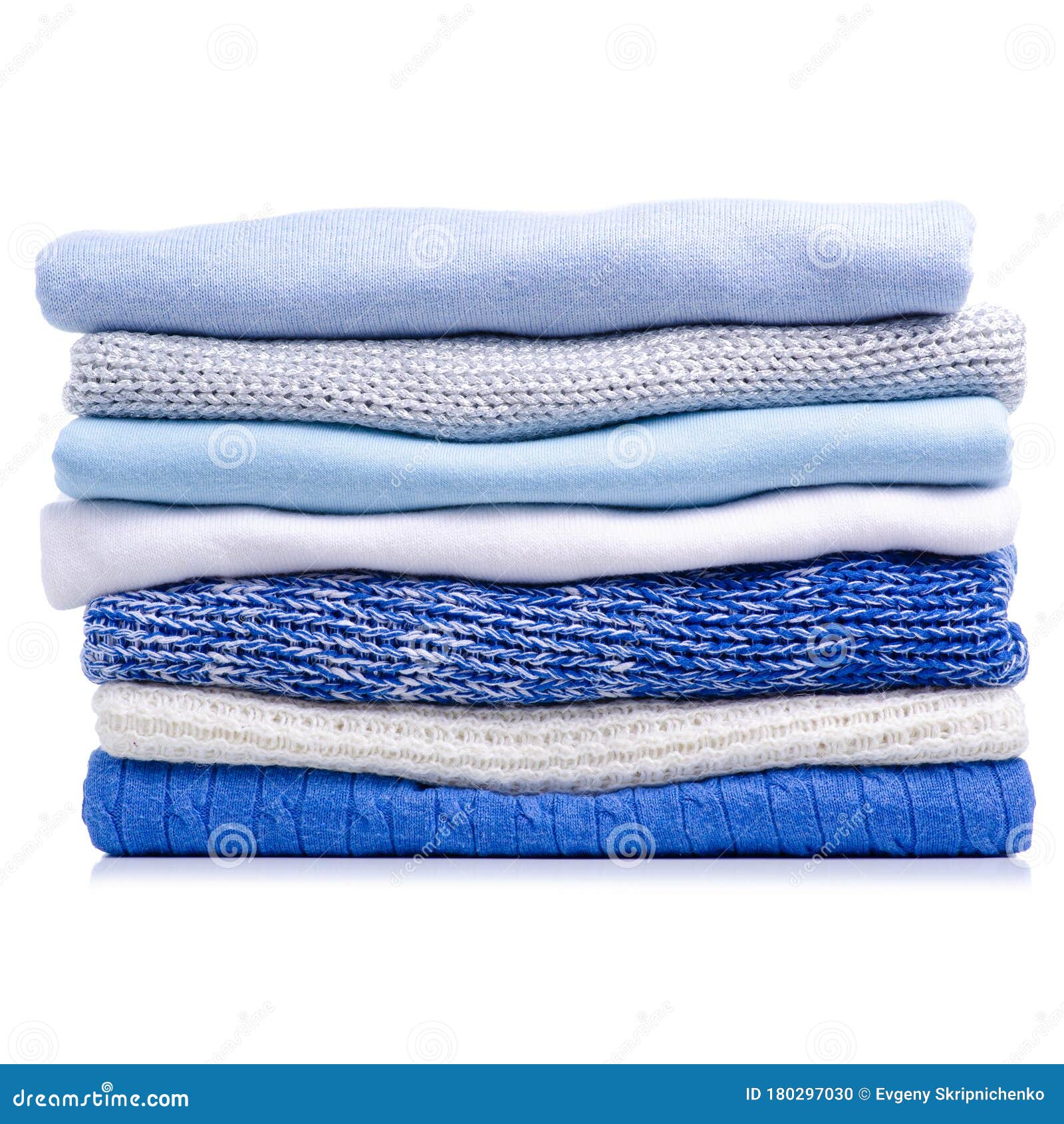 Stack Folded Blue Shirt Clothing Stock Photo - Image of color, cloth ...