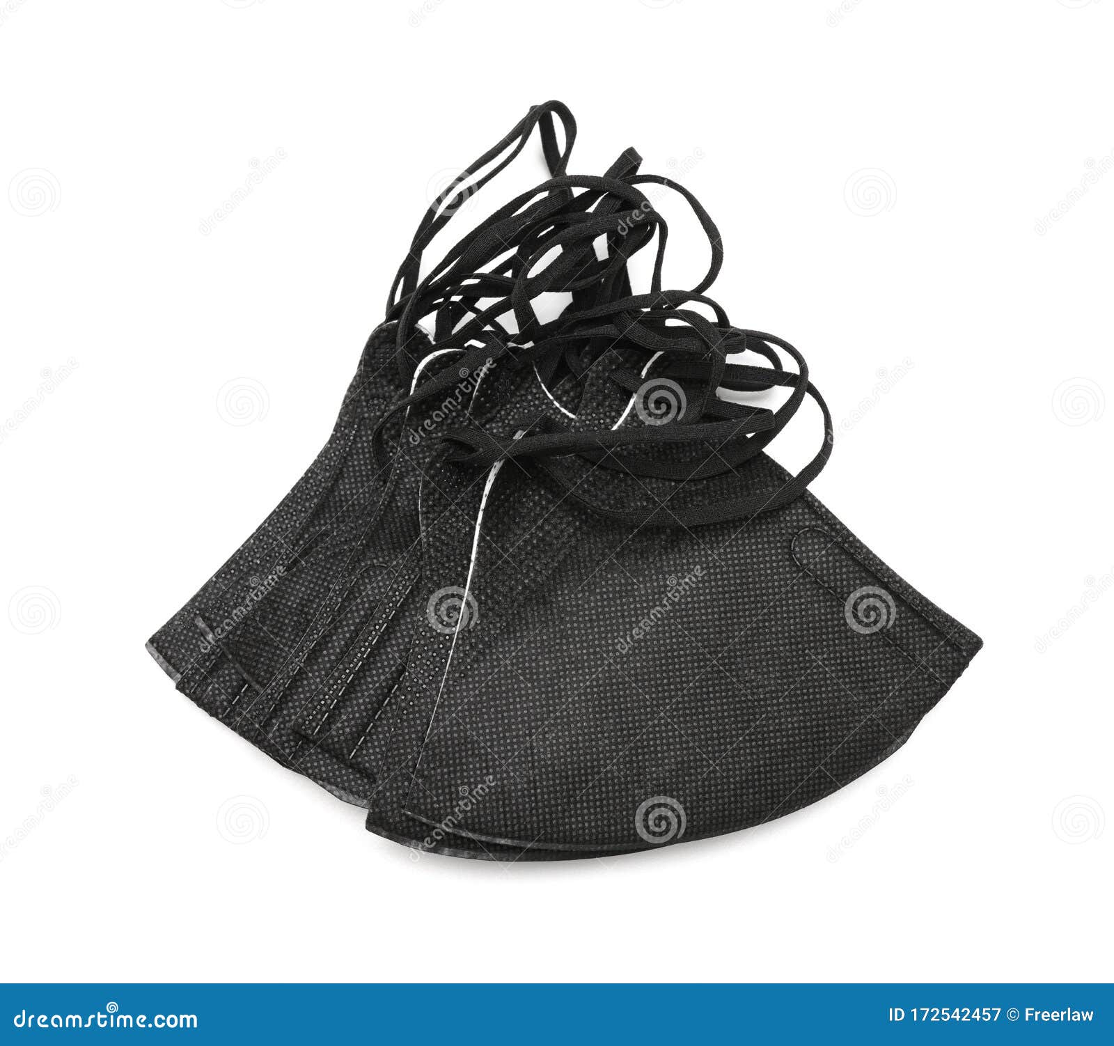 Stack Folded Brand New Black Medical Face Masks on White Background ...