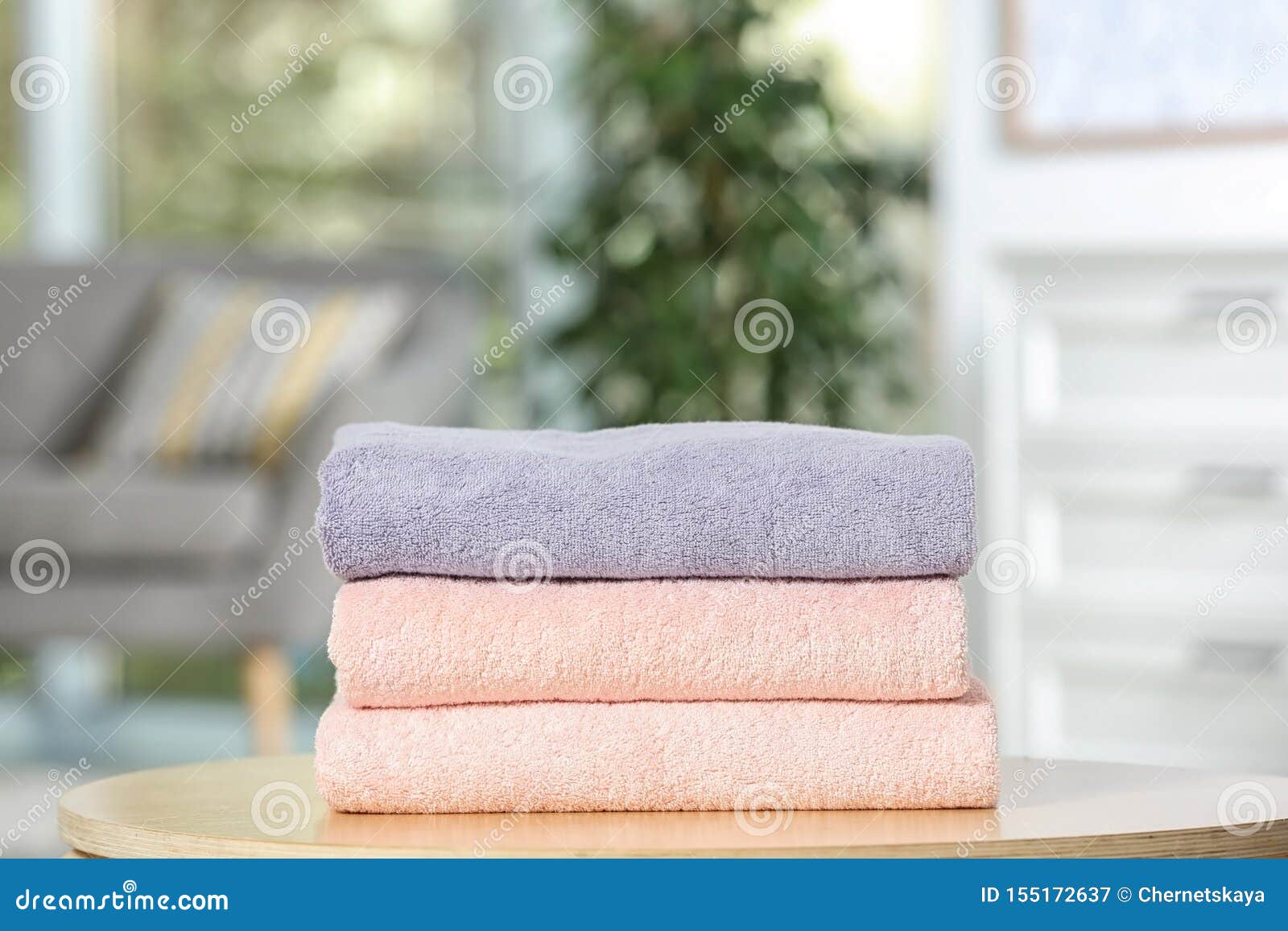 Stack of Folded Clean Soft Towels on Table Stock Image - Image of cloth ...