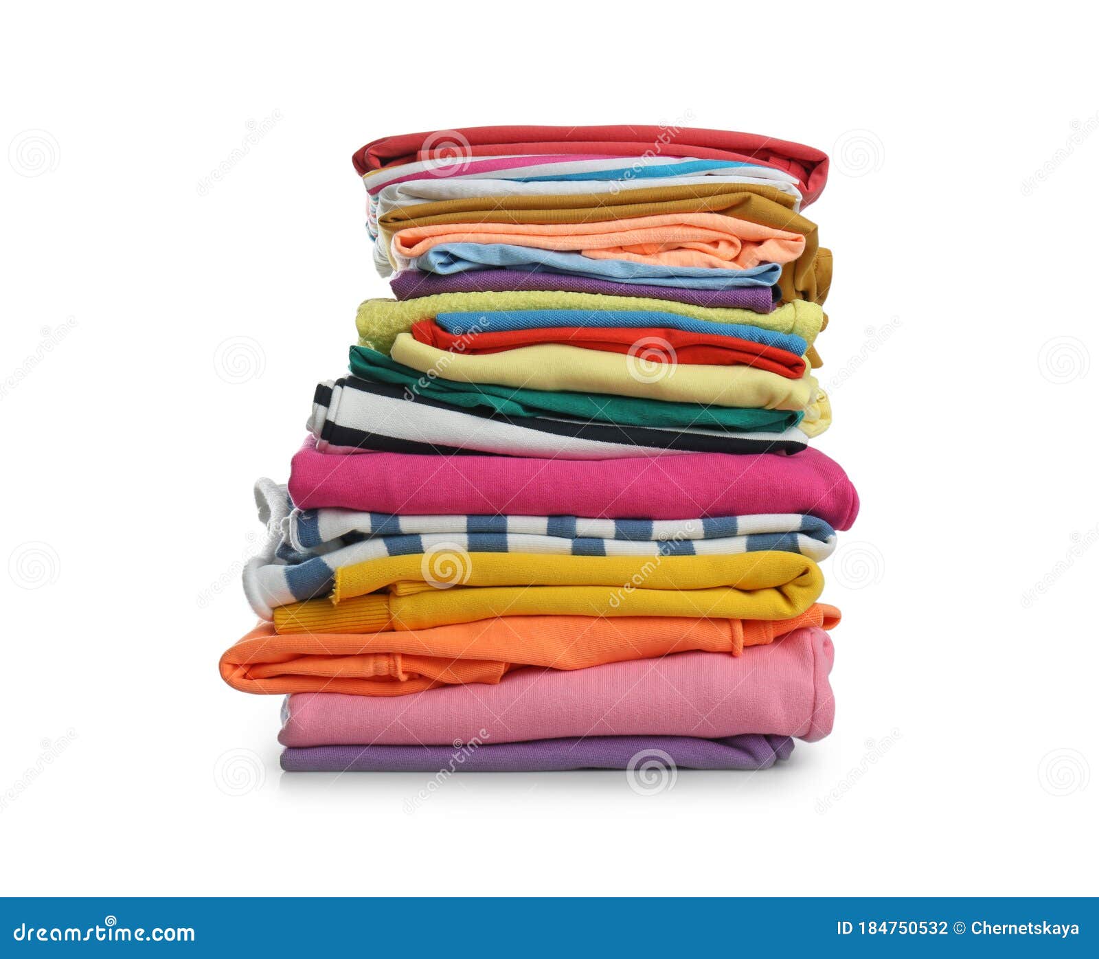 Stack of Folded Clothes Isolated Stock Photo - Image of fashion, color ...