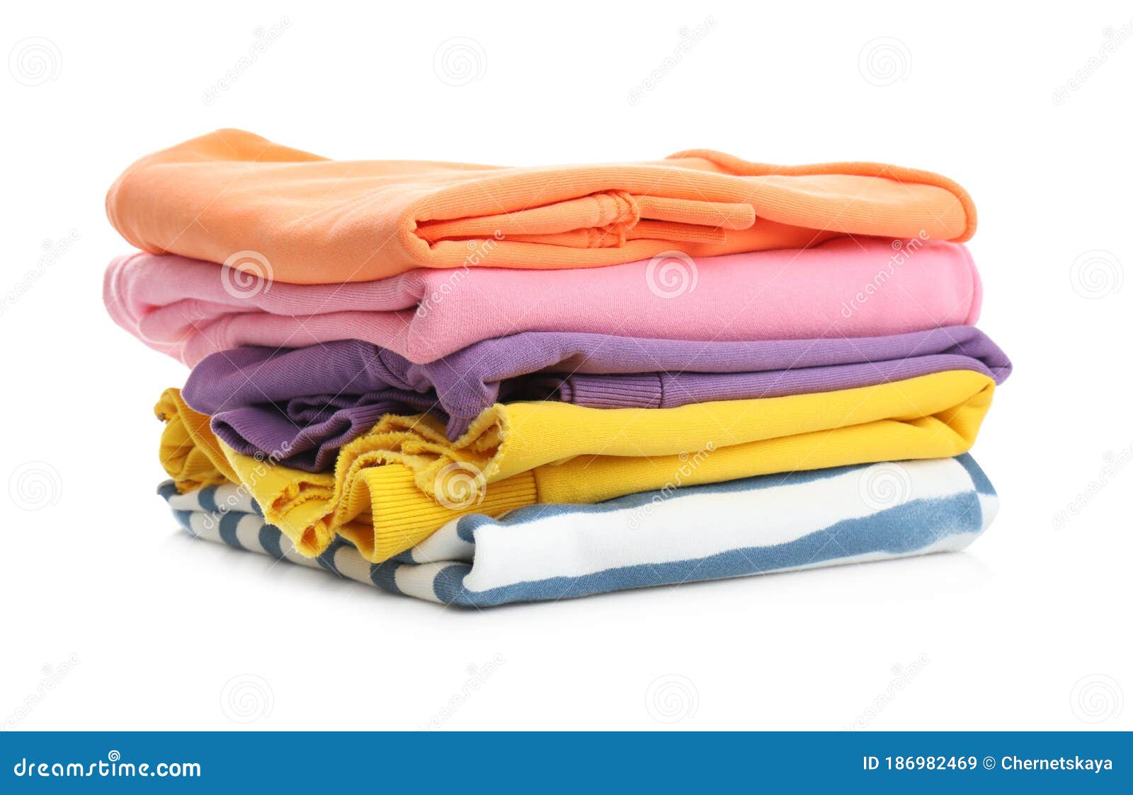 Stack of Folded Clothes Isolated Stock Image - Image of stacked, clean ...